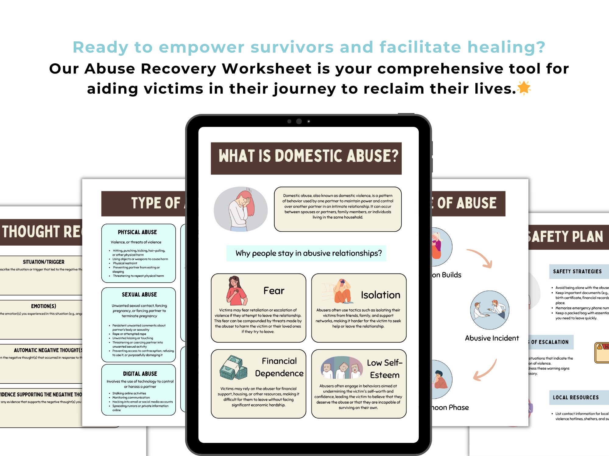 Domestic Abuse in Unhealthy Relationships Worksheets, Recovery Trauma ...