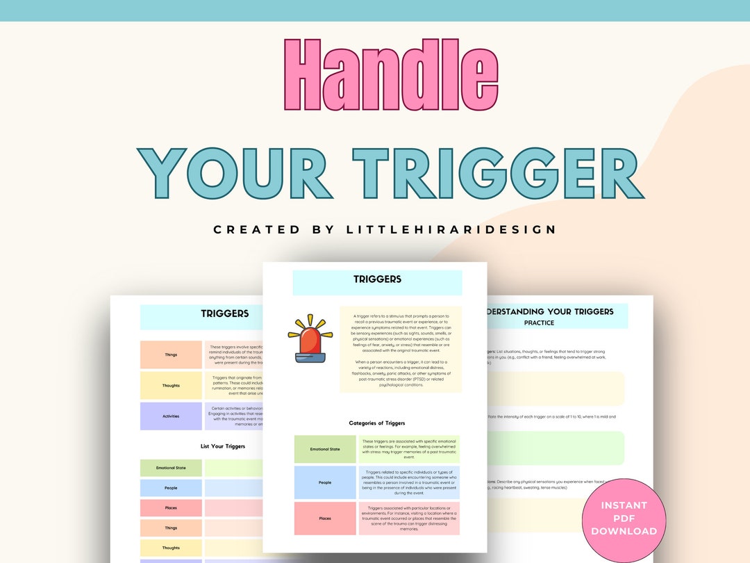 Understanding Trigger Worksheets for Trauma Therapy, PTSD, Thought Processing Trigger Coping ...