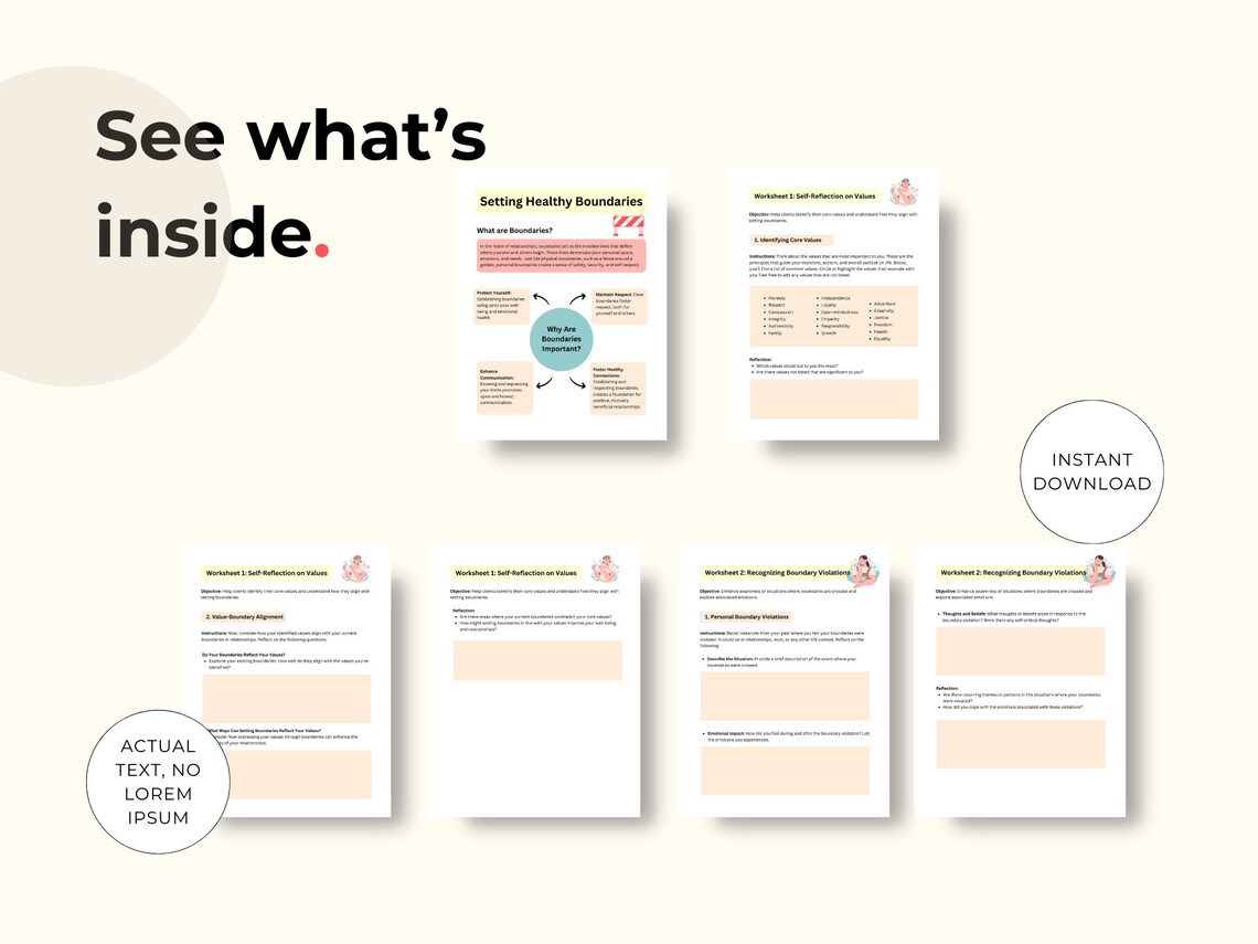 Setting Boundaries Worksheets for Adults and Teens , Self Care and Self ...