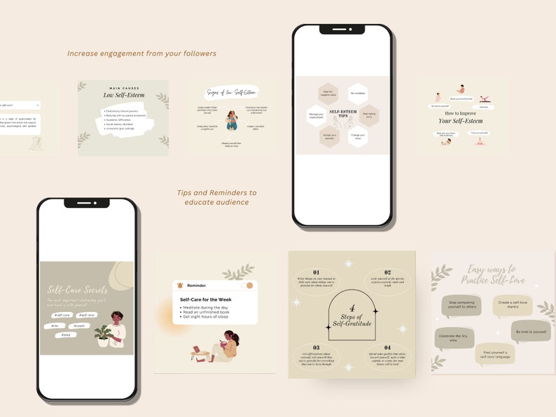 Self Care Self Love Social Media Bundle, Life Coach Instagram Templates ...