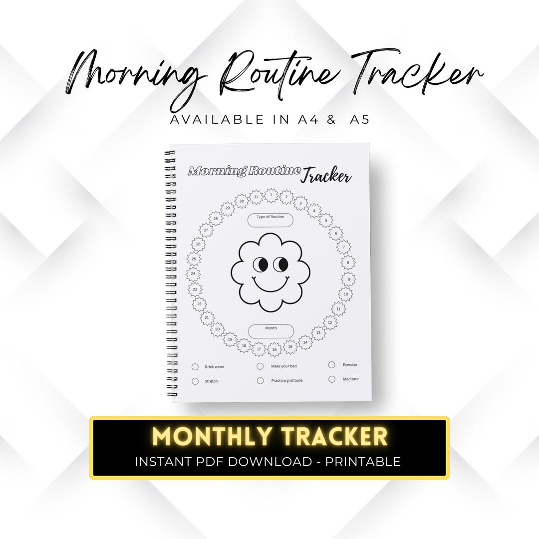 Morning Tracker Printable, Daily Habit Tracker, Planner Insert, Blank ...