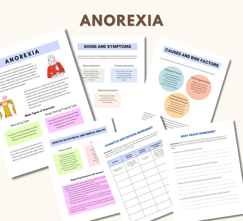 Anorexia Therapy Handouts Worksheets, Eating Disorders Recovery for ...