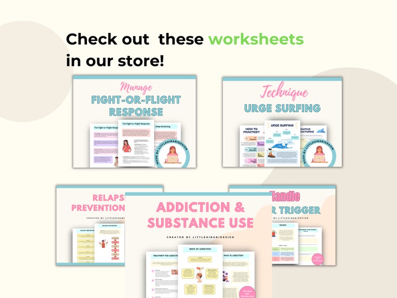 Addiction Therapy Resources Bundle Worksheets, Cope With Trigger ...