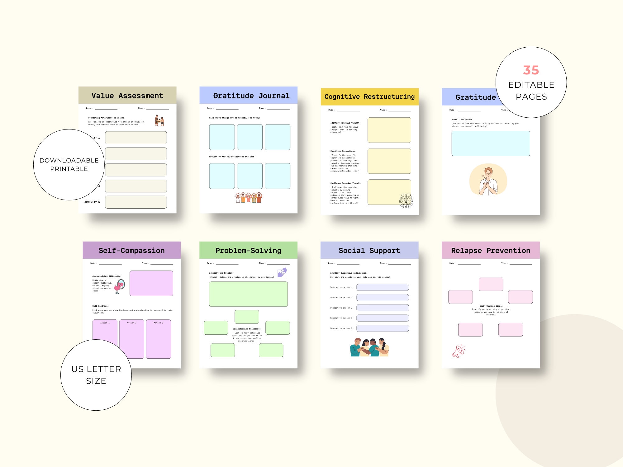 Managing Depression Worksheets for Adult, Reframing Negative Thoughts ...