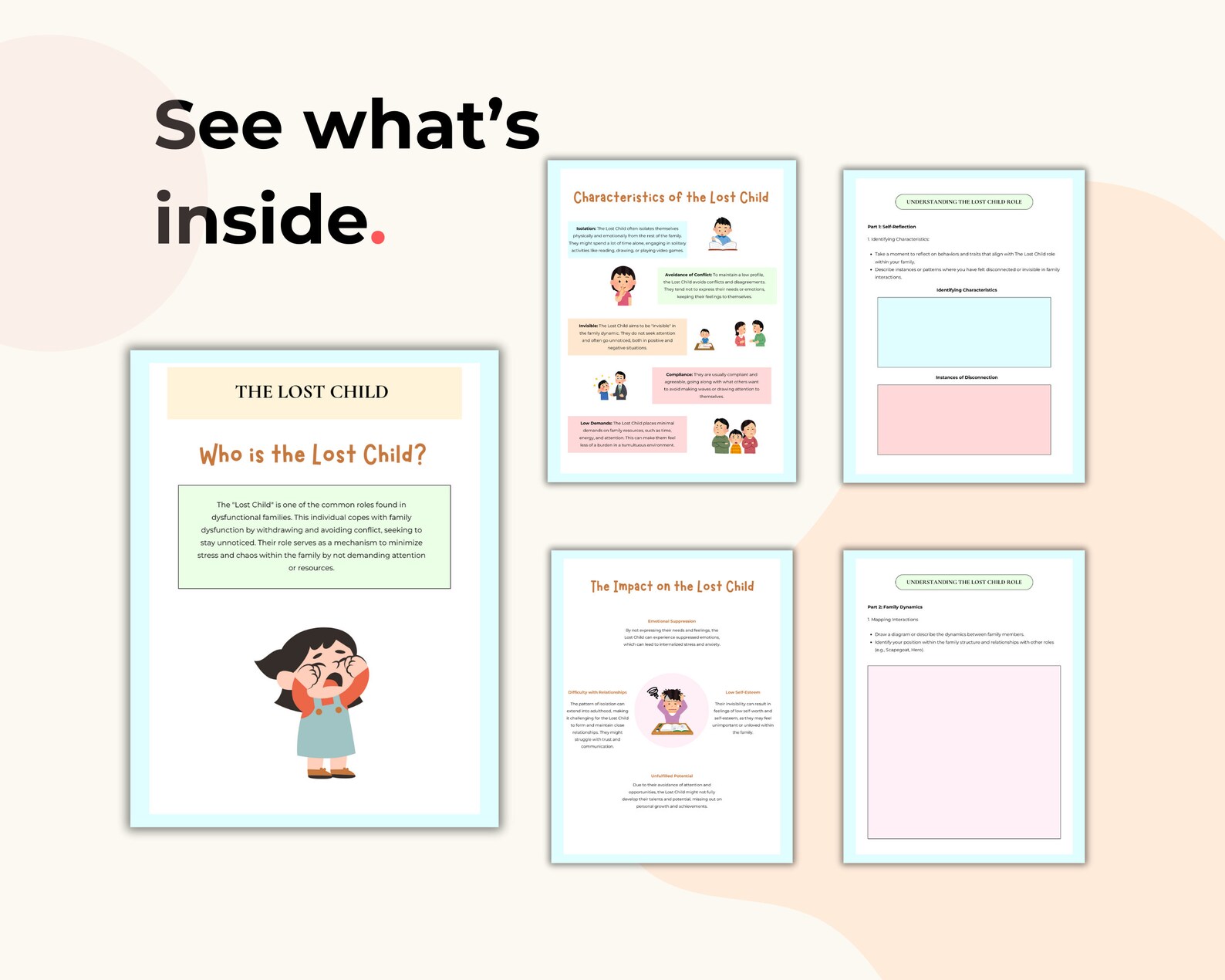 Roles in Dysfunctional Family Worksheets, the Lost Child, Internal ...