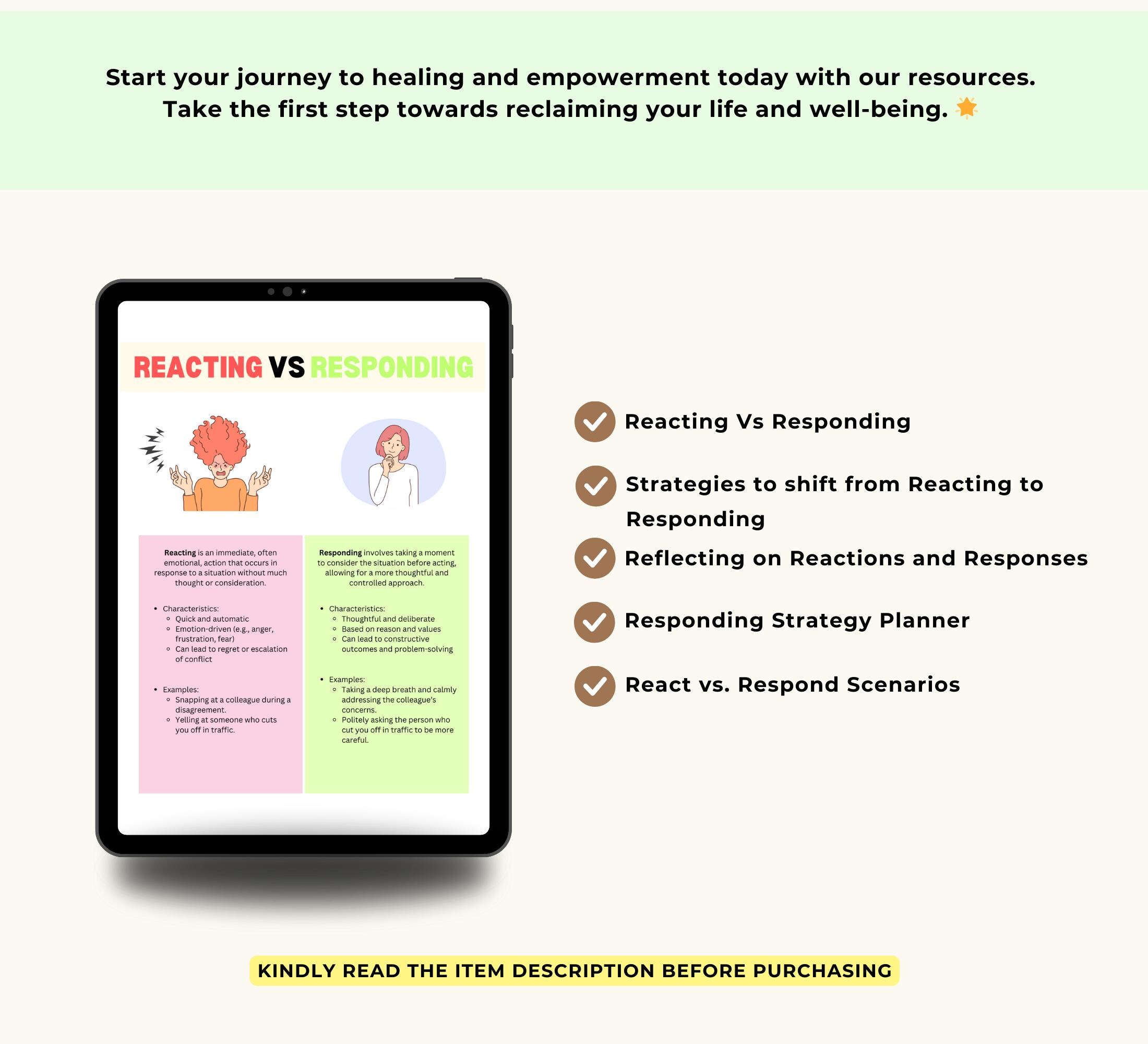 Reacting Vs Responding Communication Skills Worksheets, Relationship ...