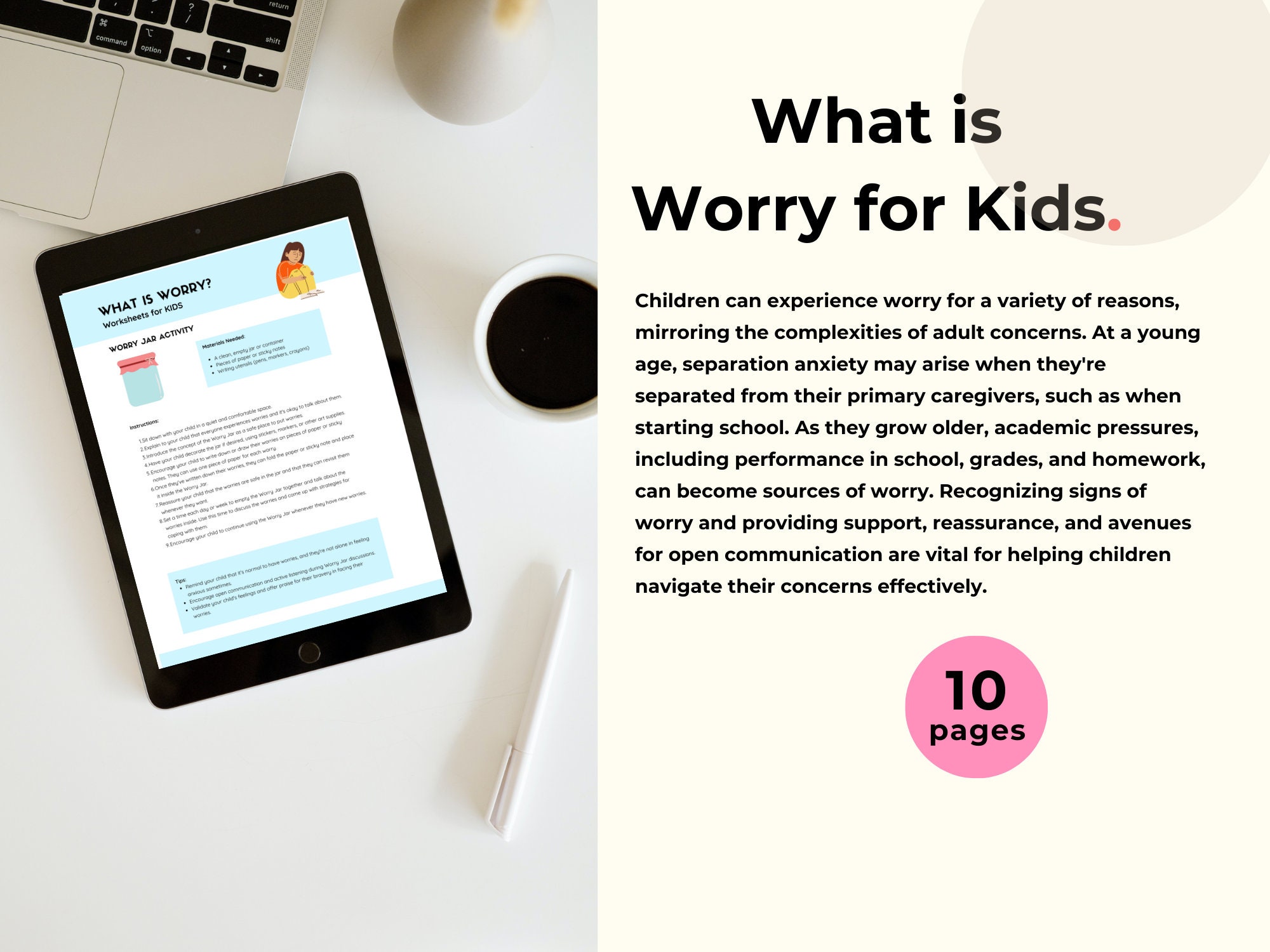 Worry Worksheets for Kids, CBT Worksheets Therapy for Children, School ...