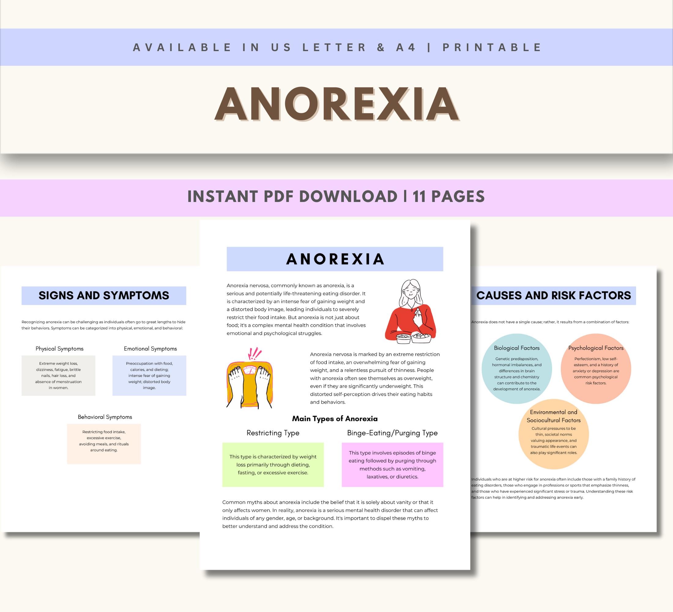 Anorexia Therapy Handouts Worksheets, Eating Disorders Recovery for ...
