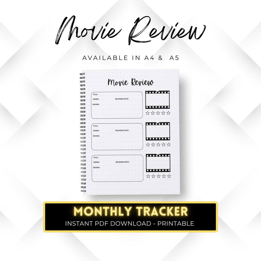 Movie Review Tracker, PRINTABLE Journal Template, Movie Review Journal ...