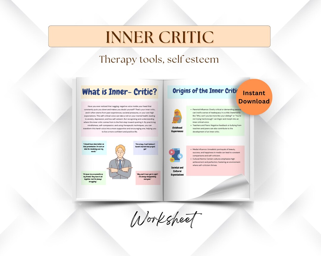 Inner Critic Workbook for Teens and Adults, Mental Health Worksheets ...