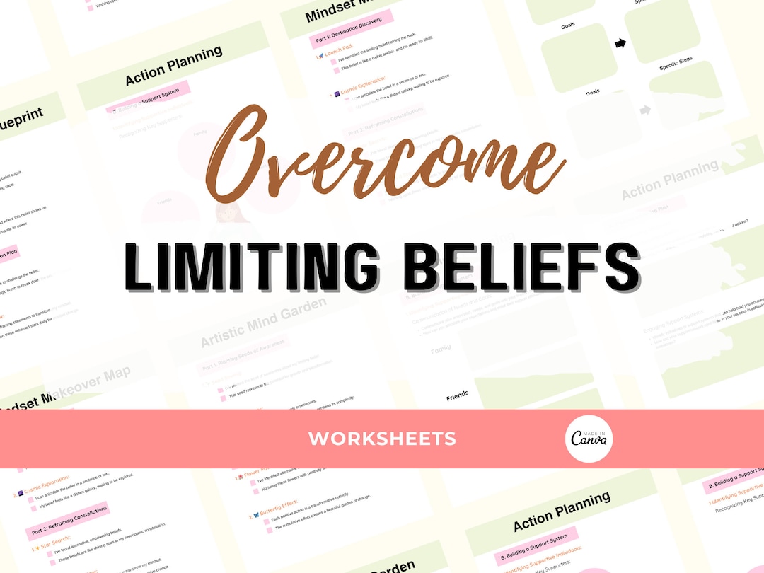 Limiting Beliefs Worksheets, Reframe Negative Thoughts, Core Beliefs ...