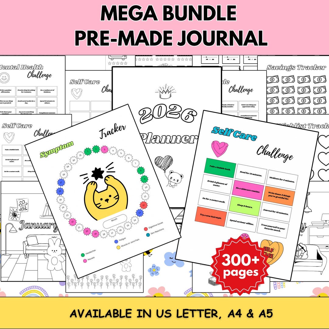 2026 Pre-made Bundle Journal Bundle: 300+ Printable Pages With Daily ...