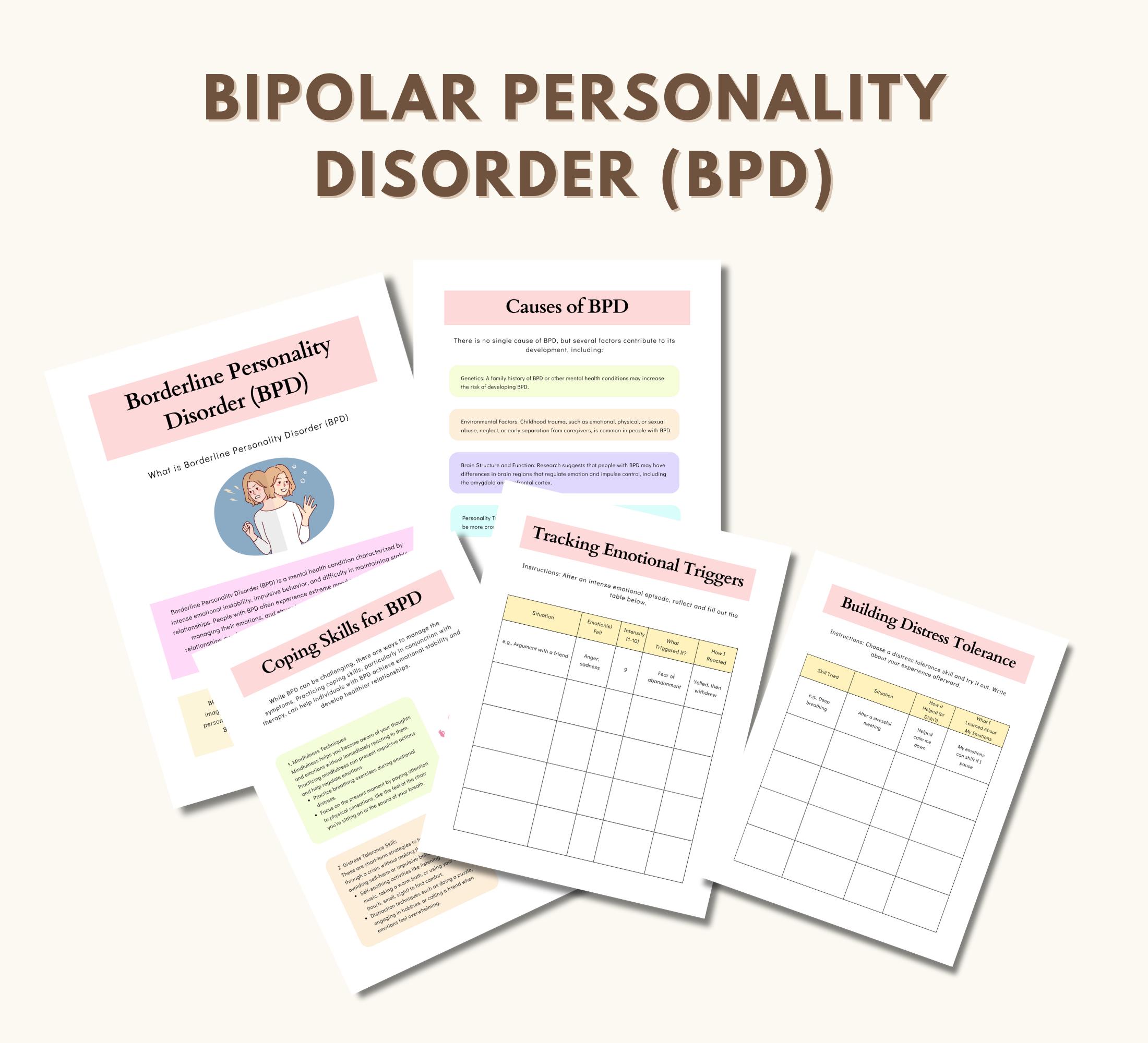 Borderline Personality Disorder DBT Worksheets, BPD Resources, Therapy ...