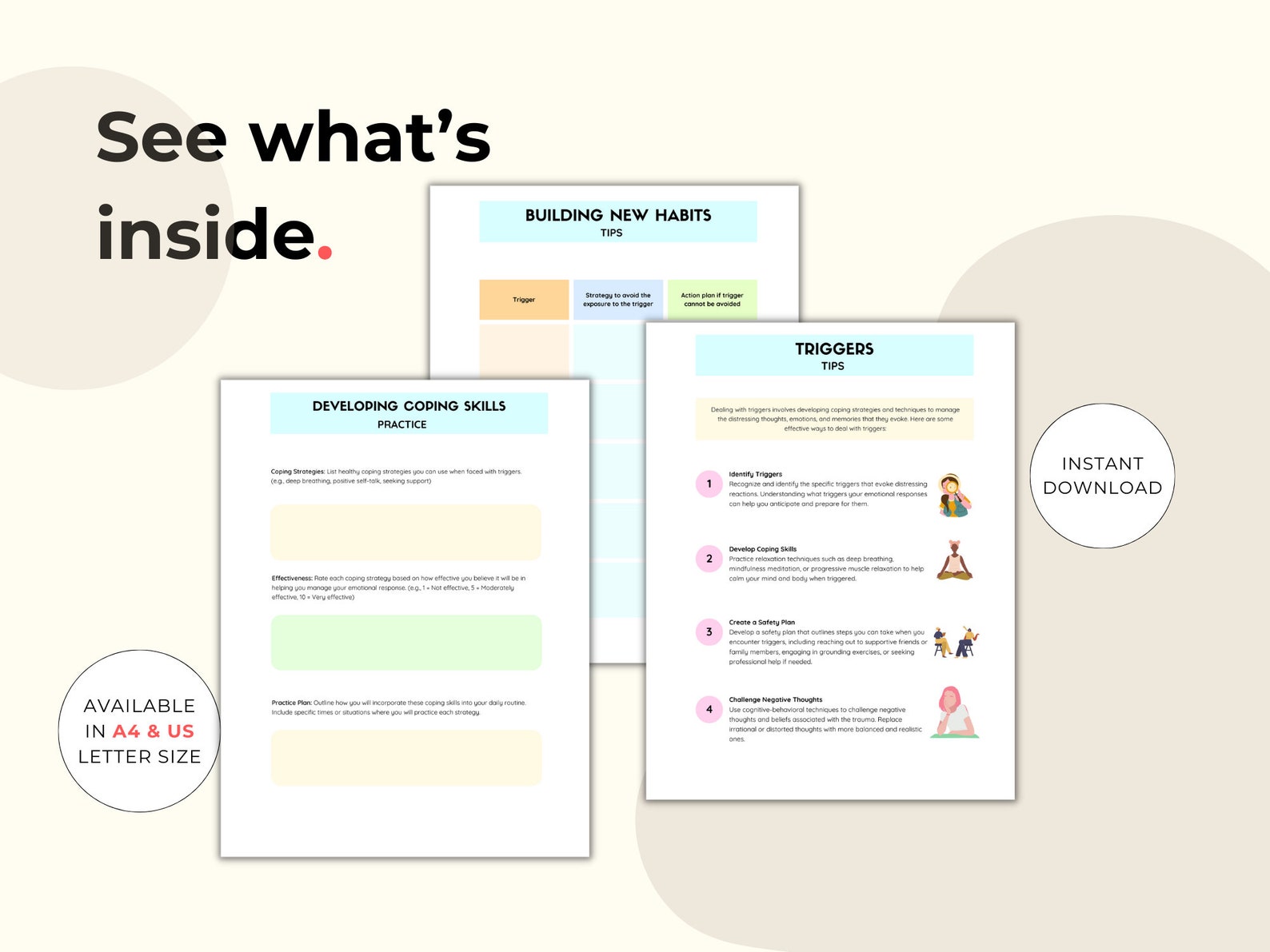 Understanding Trigger Worksheets for Trauma Therapy, PTSD, Thought ...