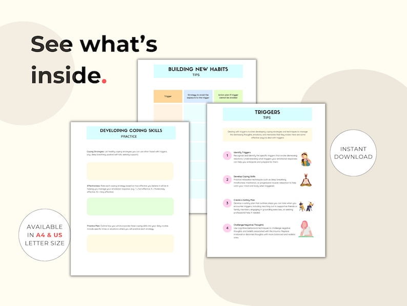 Understanding Trigger Worksheets for Trauma Therapy, PTSD, Thought ...