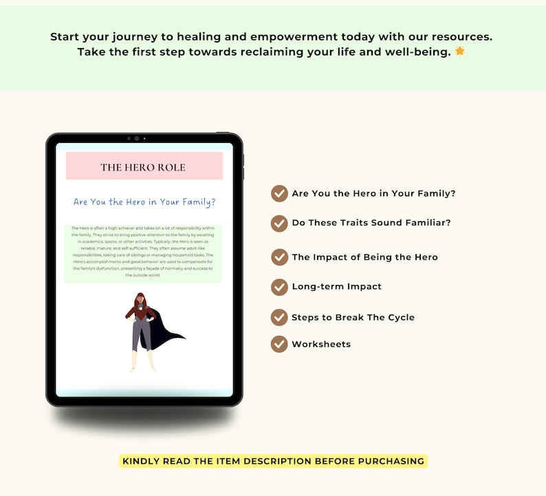 The Hero Dysfunctional Family Roles Worksheet, Internal Family Systems ...