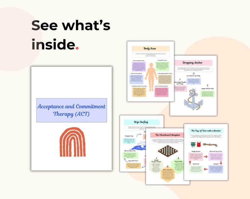 Acceptance and Commitment Therapy Worksheets, Drop the Anchor, Therapy ...