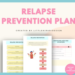 Relapse Prevention Plan for Sobriety Recovery Worksheets, Addiction for ...