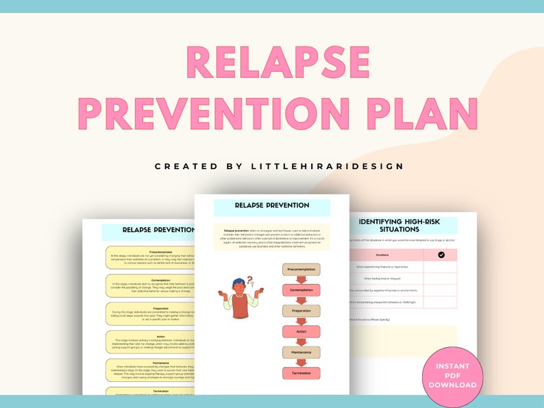 Relapse Prevention Plan for Sobriety Recovery Worksheets, Addiction for Adults for Adults ...