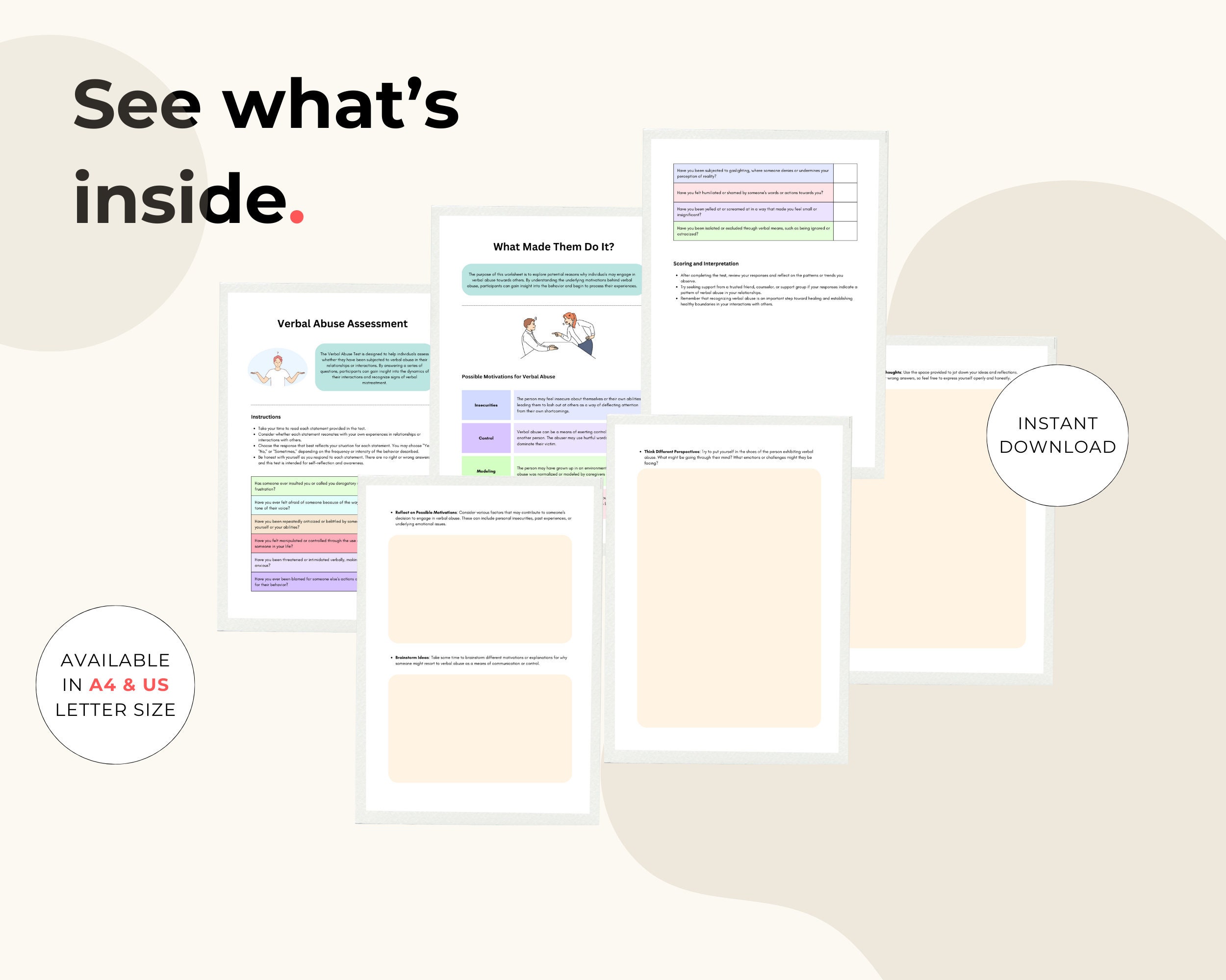 Verbal Abuse Worksheets for Emotional Manipulation, Mental Abuse ...
