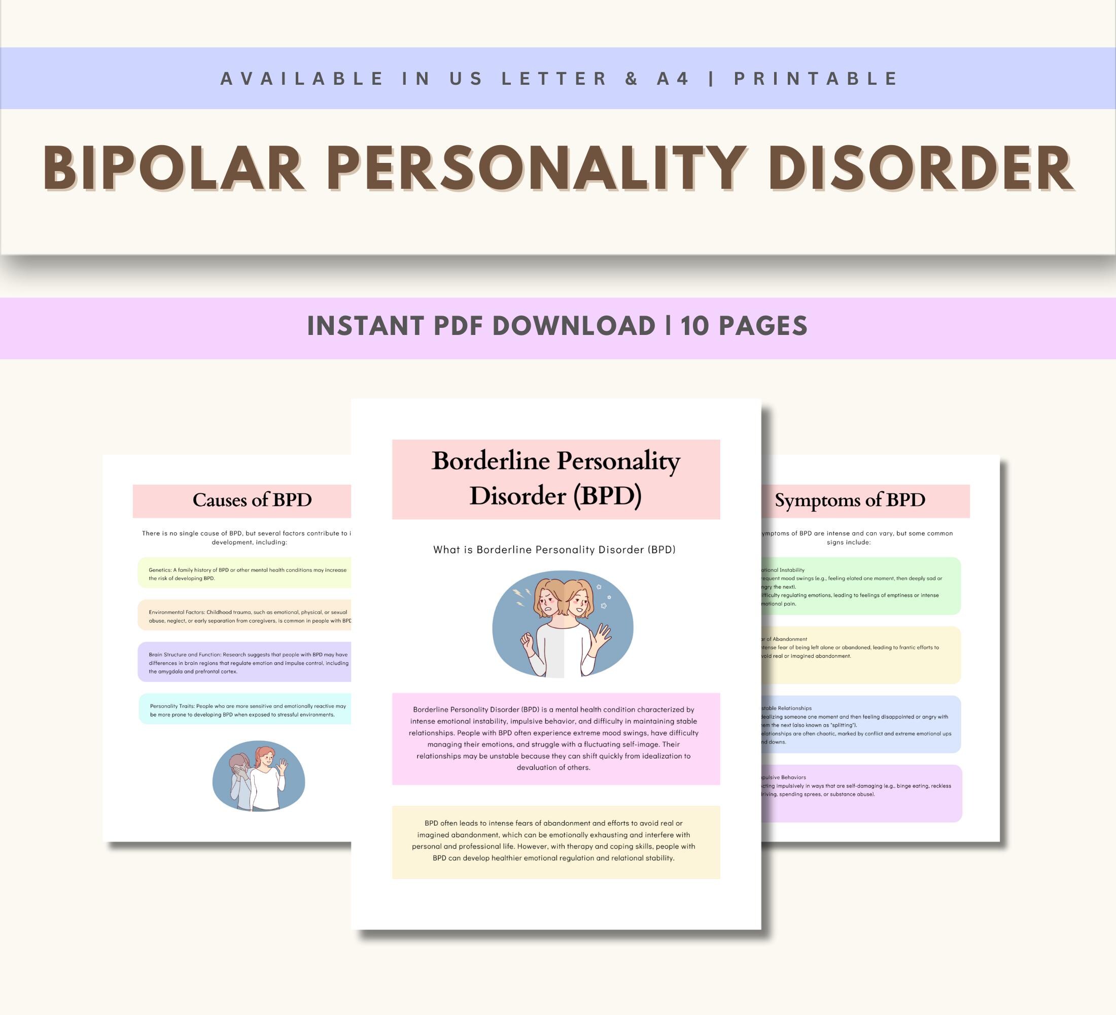 Borderline Personality Disorder DBT Worksheets, BPD Resources, Therapy ...