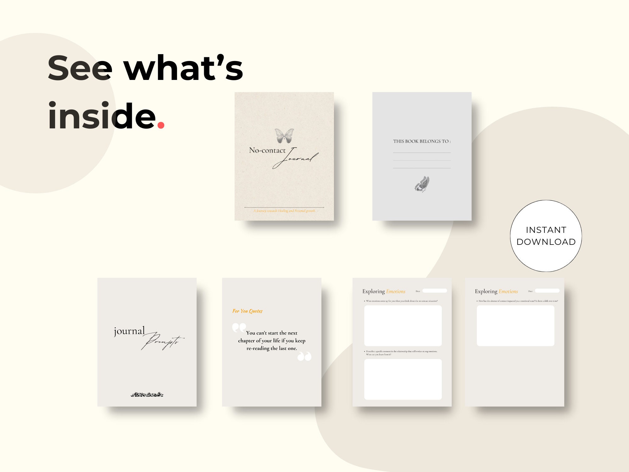 No Contact Journal Worksheets, Breakup Healing, Self Therapy Journal ...