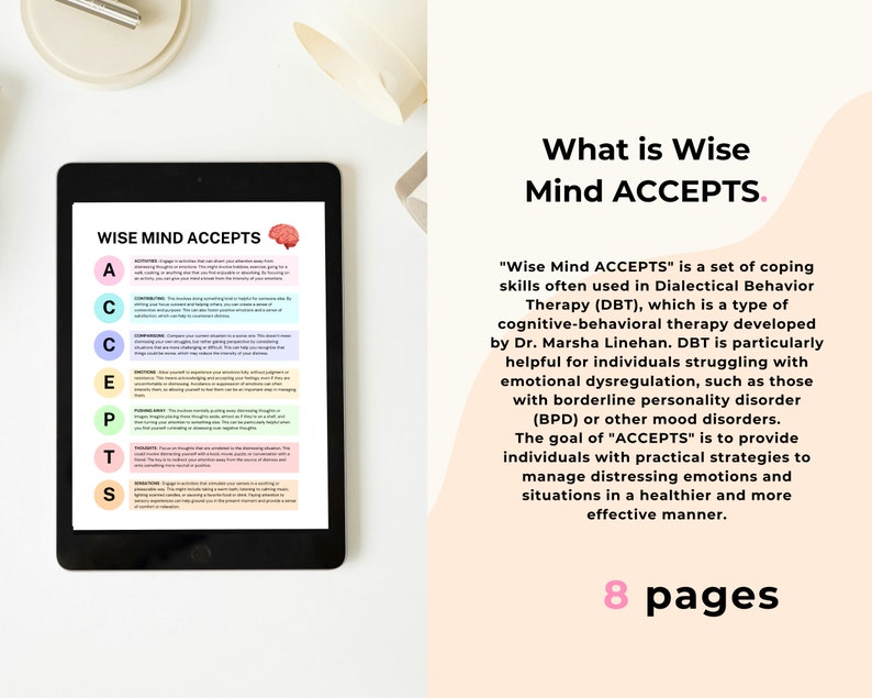 Wise Mind ACCEPTS for Managing Distressing Emotions, DBT Emotional ...