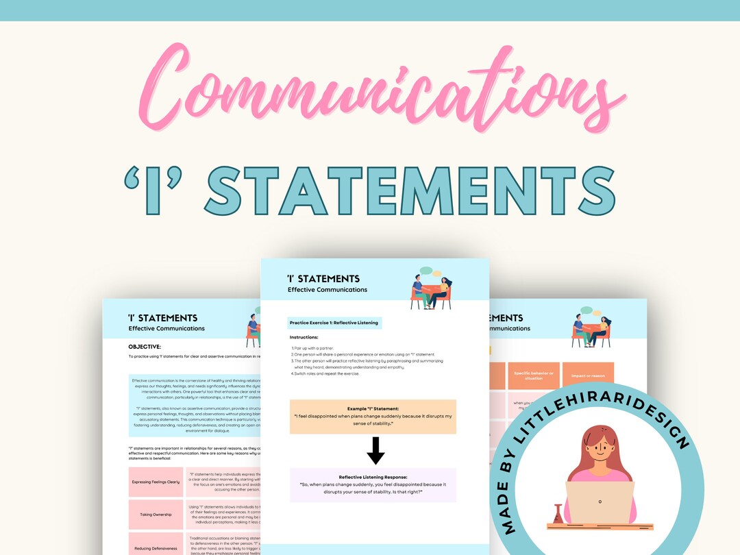 I Statements Worksheets, Psychoeducation Communication Styles ...