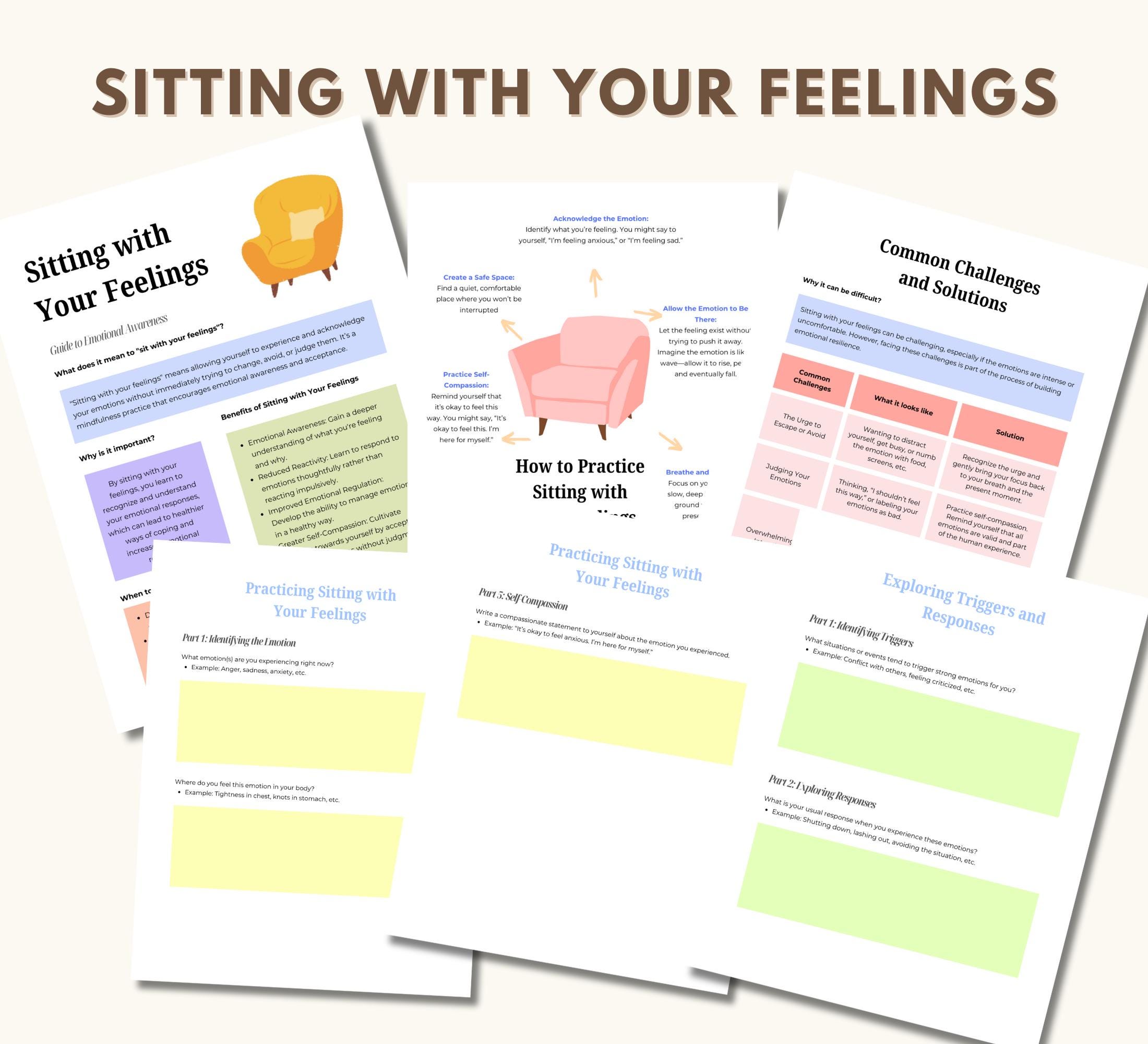 Sitting With Your Feelings Worksheets, Emotional Regulation Resource ...