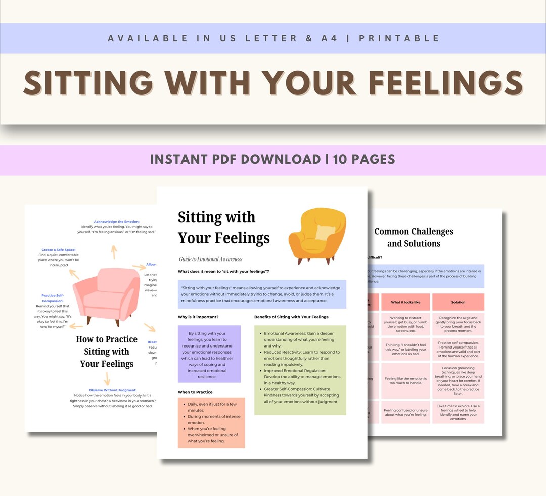 Sitting With Your Feelings Worksheets, Emotional Regulation Resource ...