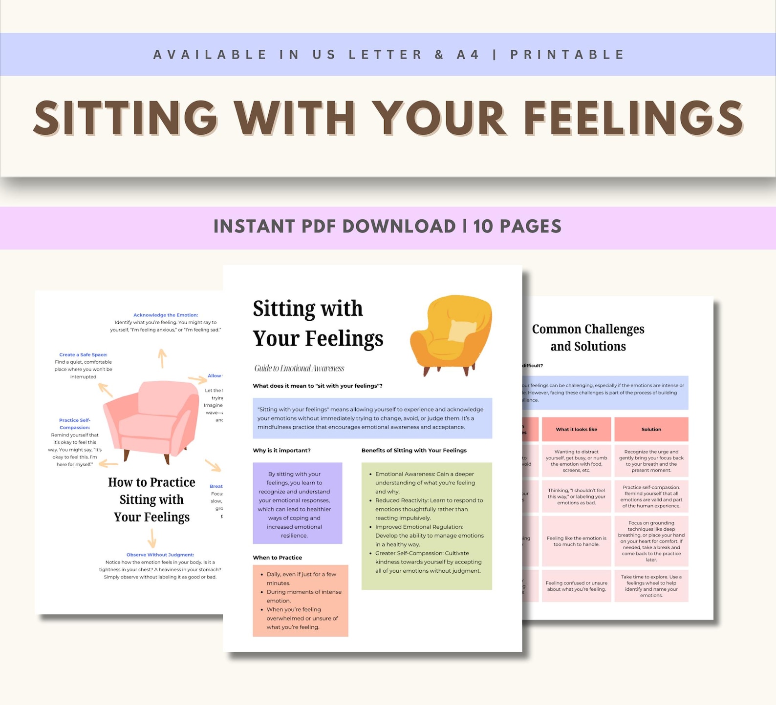 Sitting With Your Feelings Worksheets, Emotional Regulation Resource ...