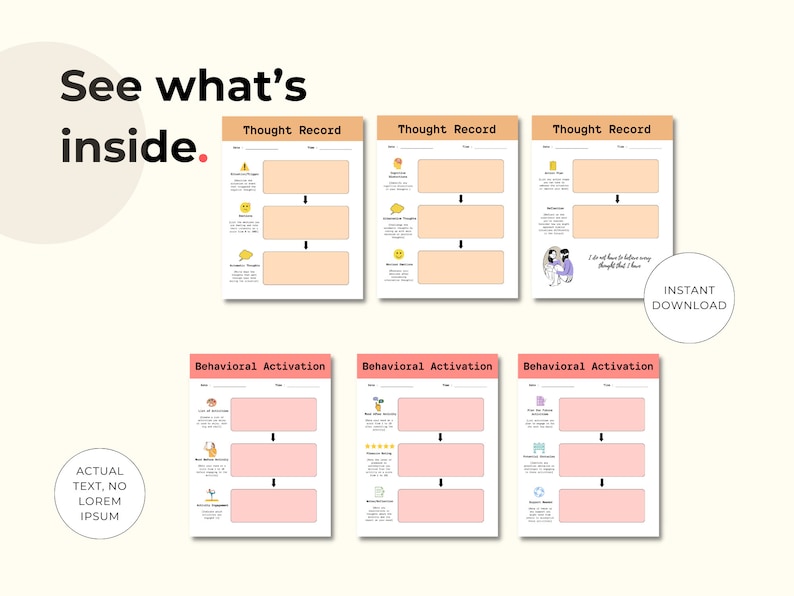 Managing Depression Worksheets for Adult, Reframing Negative Thoughts ...
