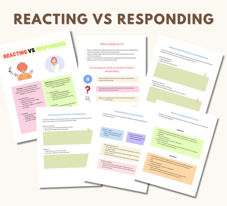 Reacting Vs Responding Communication Skills Worksheets, Relationship ...