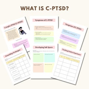 Complex PTSD Worksheets, Trauma Therapy Workbook for Adults, PTSD ...