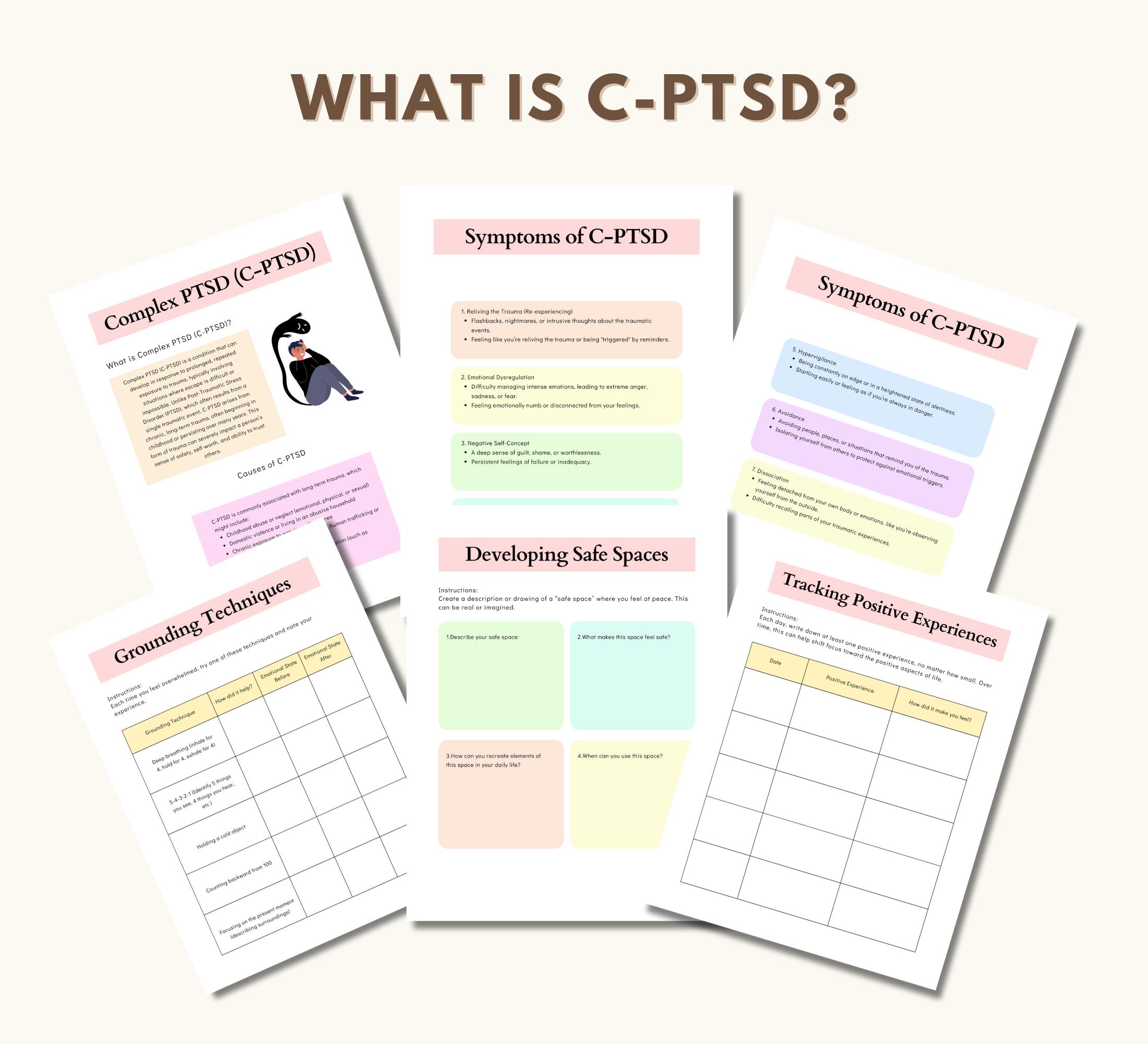 Complex PTSD Worksheets, Trauma Therapy Workbook for Adults, PTSD ...