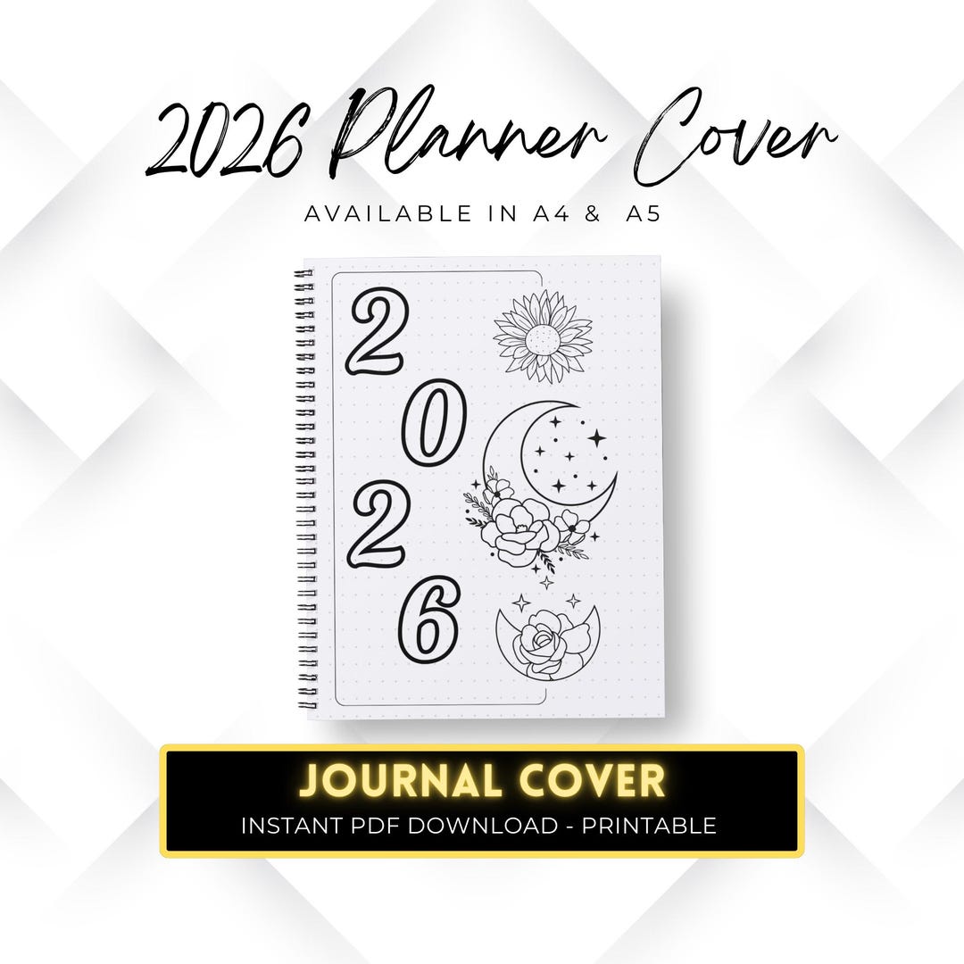 2026 Journal Cover, 2026 Cover Page, Planner Cover, Printable and ...