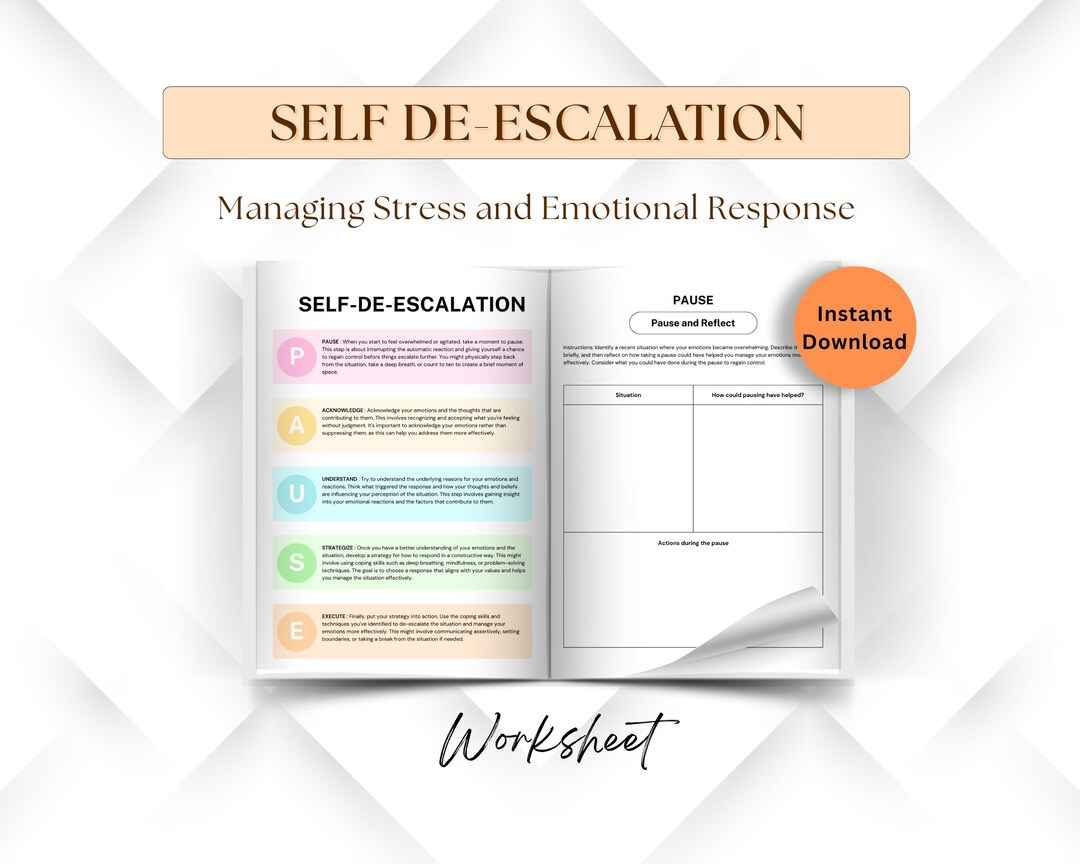 Self De-escalation PAUSE, Managing Stress and Emotional Response, DBT ...