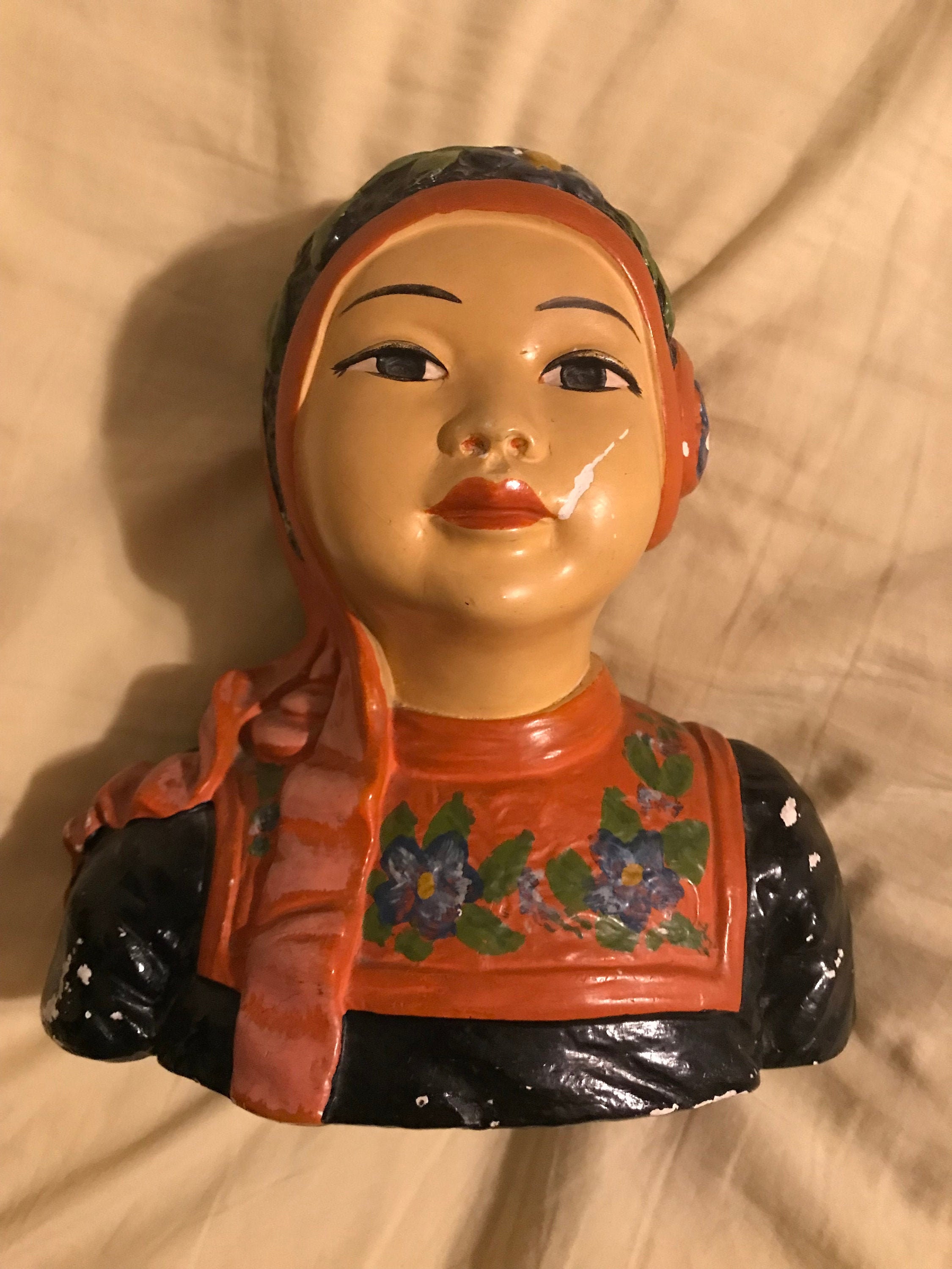 Chalkware Bust of Asian Girl by Leon Fighiera, Esther Hunt Contemporary ...