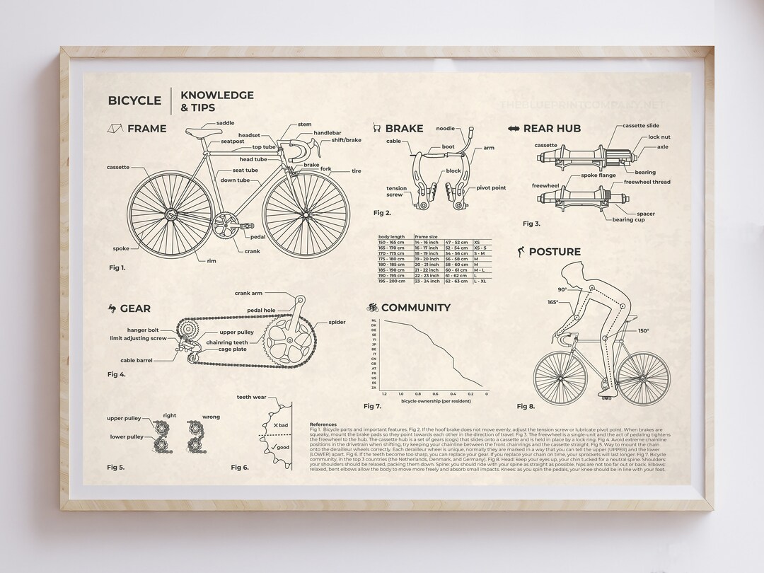 Vintage Cycling Poster | Bicycle Knowledge & Tips | A3 | Greyprint ...