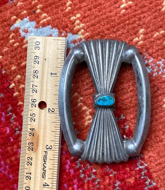 Vintage sterling silver sand cast belt buckle with tu… - Gem