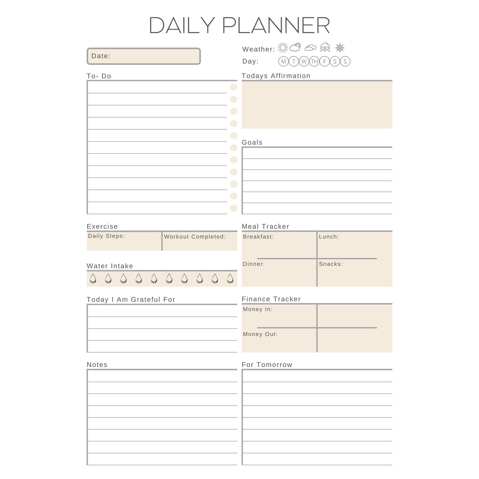 Daily Planner, Printable Planner, Goal Planner, Fitness Planner ...