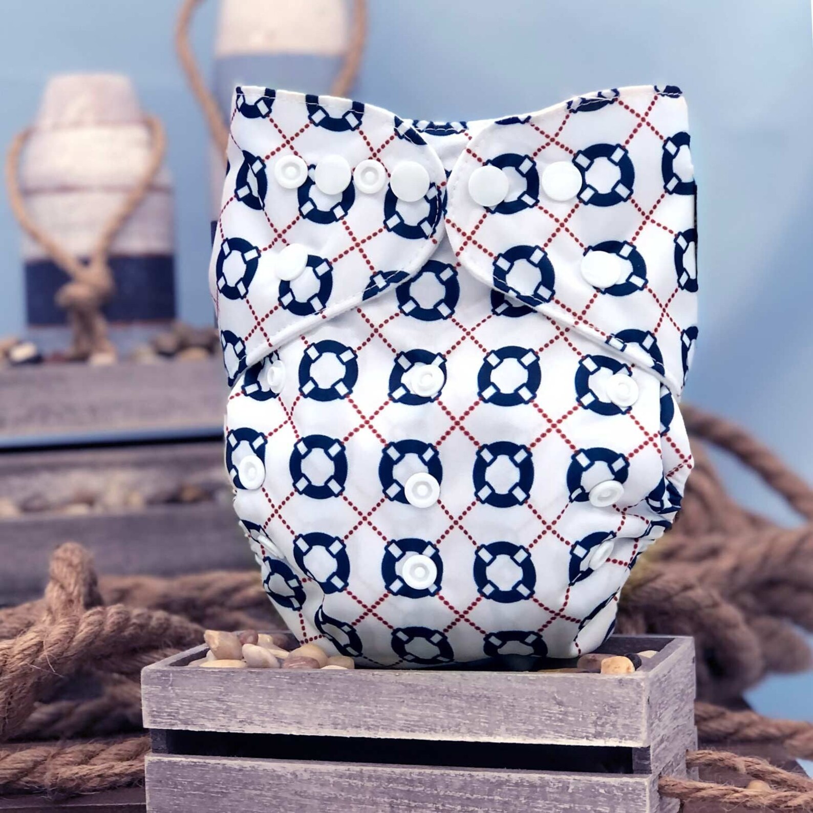 Pocket Cloth Diaper in Life Preserver Print "afloat" With 3-layer ...