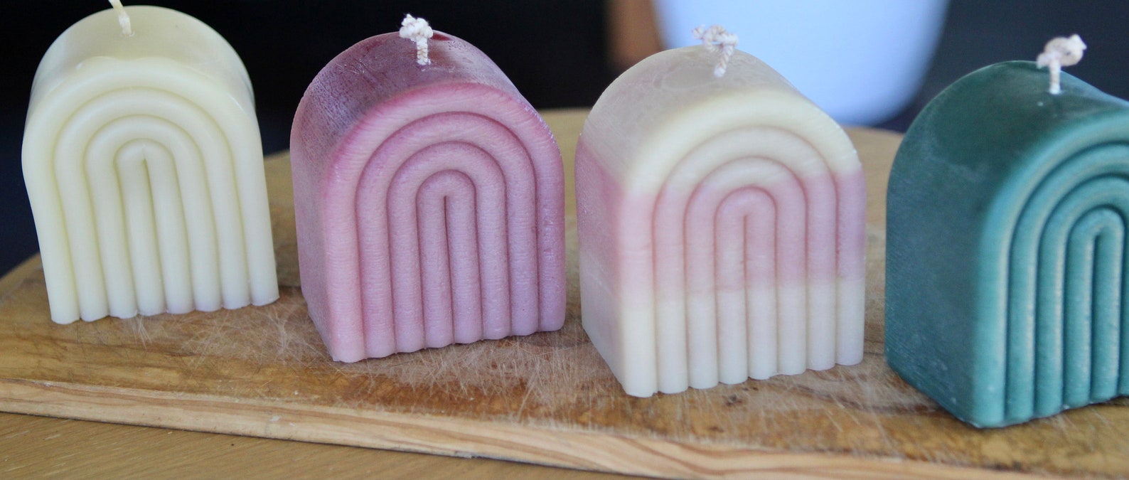 Rainbow Beeswax Candles 100% Beeswax and Natural Plant Dyes Cute Retro ...
