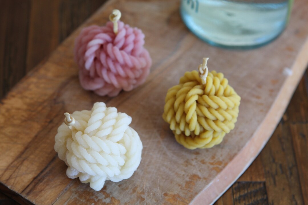 Sail Knot Shaped 100% Beeswax Candle, Knit Ball Candles, Hand Poured ...