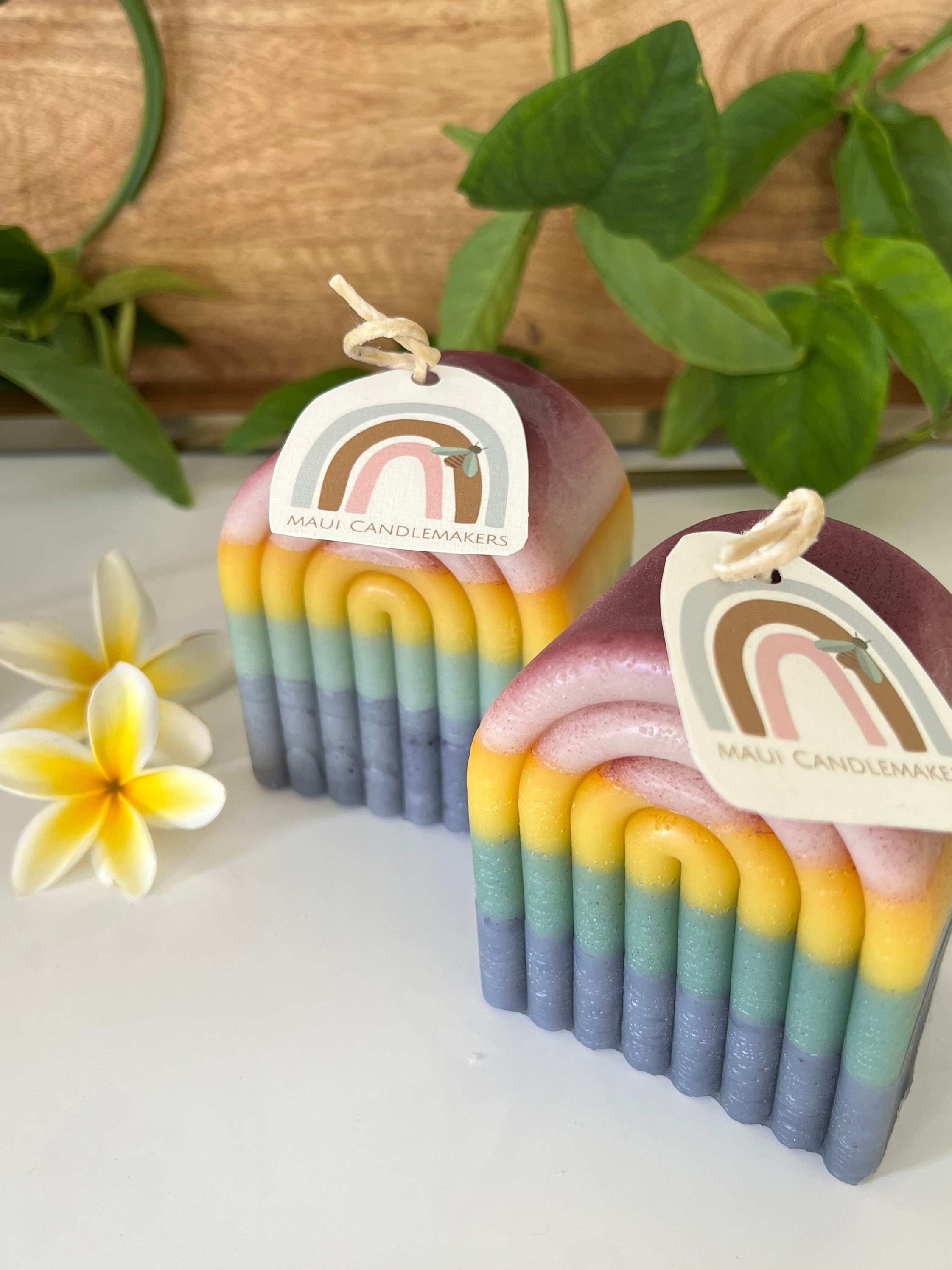 Rainbow Candle 100% Beeswax and Plant Pigments - Etsy