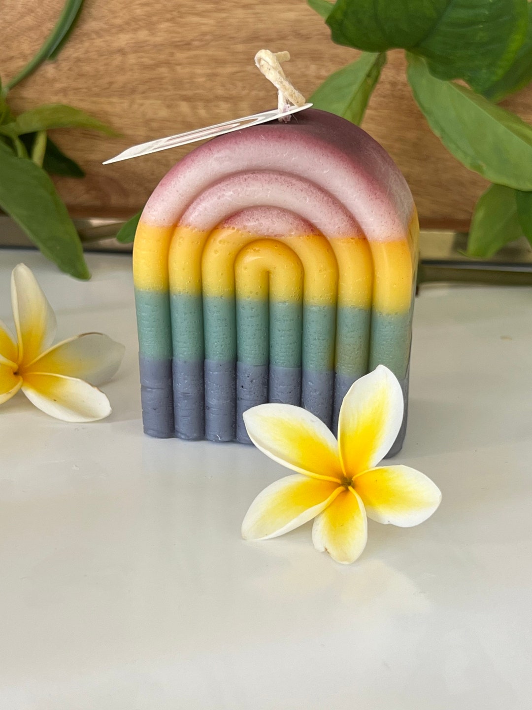 Rainbow Candle 100% Beeswax and Plant Pigments - Etsy
