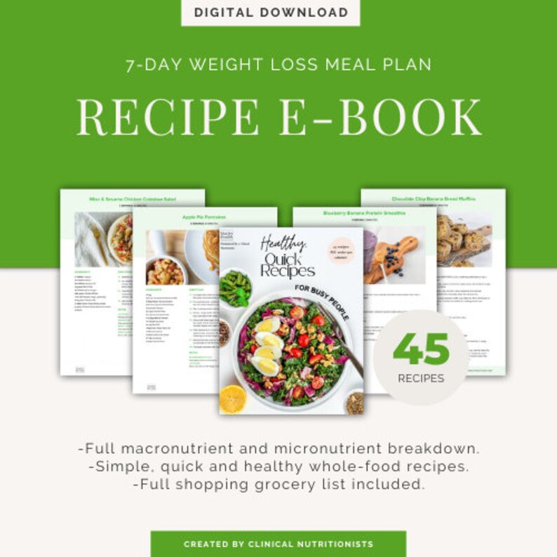 7-day Weight Loss Meal Plan E-book Healthy Quick Recipes for Busy ...