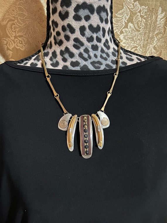 Whitney Designs African Motif Tapestry Necklace Brass… - Gem