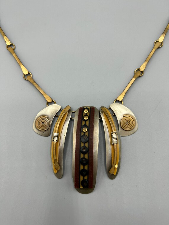 Whitney Designs African Motif Tapestry Necklace Brass… - Gem