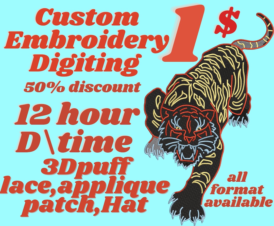 Custom Embroidery Digitizing | Patch | 3D Puff | Applique | Flat Logo ...